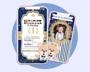 Royal Prince Teddy Bear Party Invitation